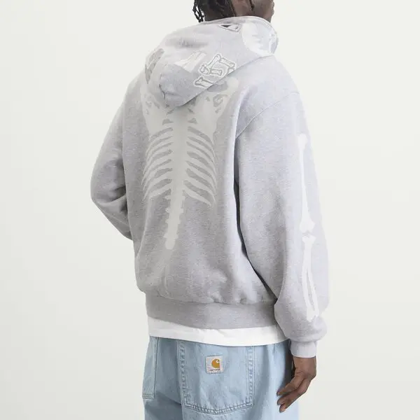 A BATHING APE Skeleton Shark Heavy Washed Zip Hoodie