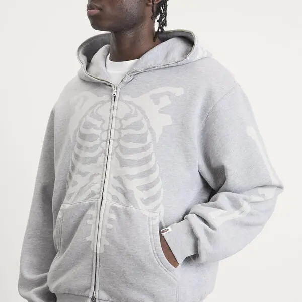 A BATHING APE Skeleton Shark Heavy Washed Zip Hoodie