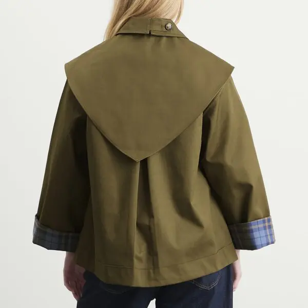 DAMSON MADDER Reversible Jerry Crop Trench Coat - Olive