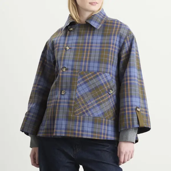 DAMSON MADDER Reversible Jerry Crop Trench Coat - Olive