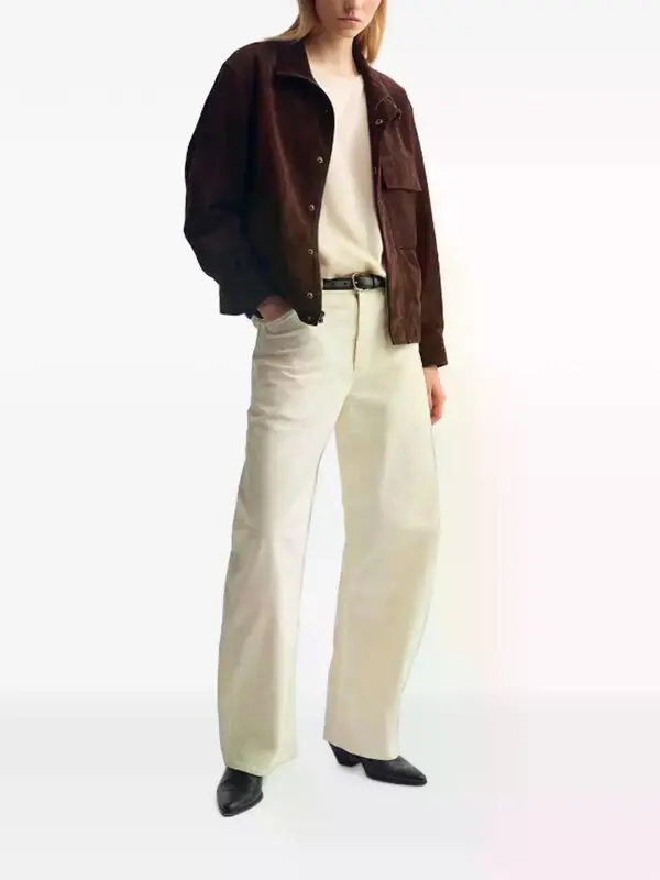 NILI LOTAN Stone Beige Cotton Wide-leg Trousers