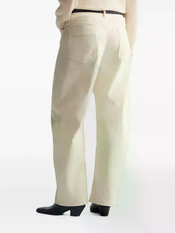 NILI LOTAN Stone Beige Cotton Wide-leg Trousers