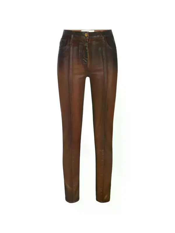 Elisabetta Franchi Cigarette Jeans With Laminated Effect - Brown