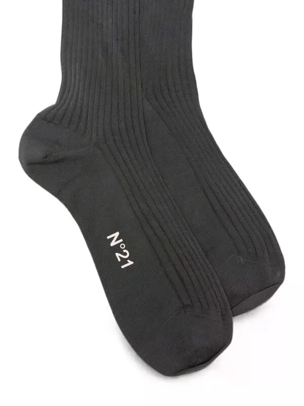 N°21 Ribbed-knit Logo-print Socks