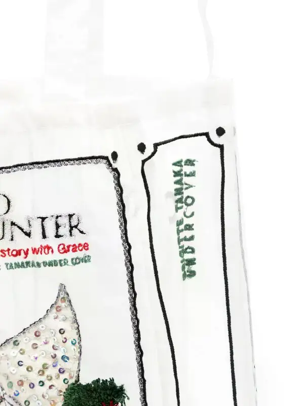 Undercover Sequin-embellished Embroidered Tote Bag - White