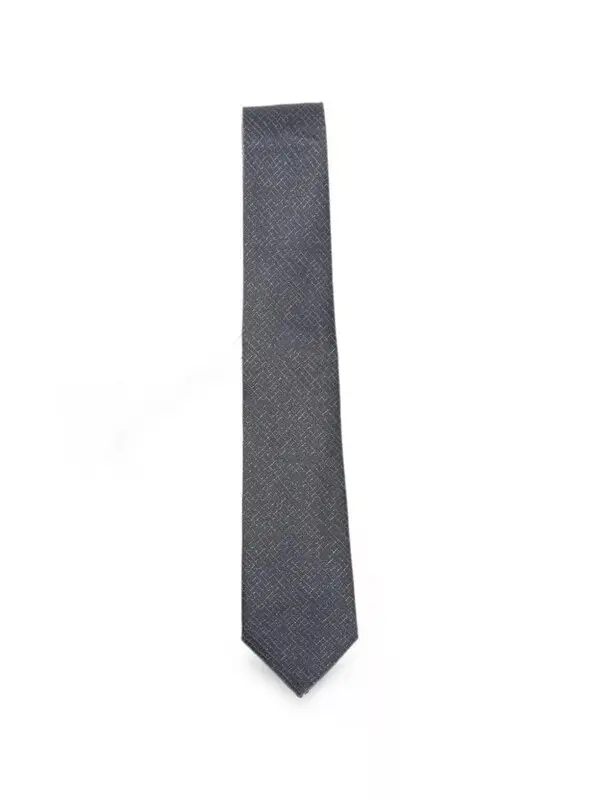 Canali Geometric-pattern Silk Tie - Grey
