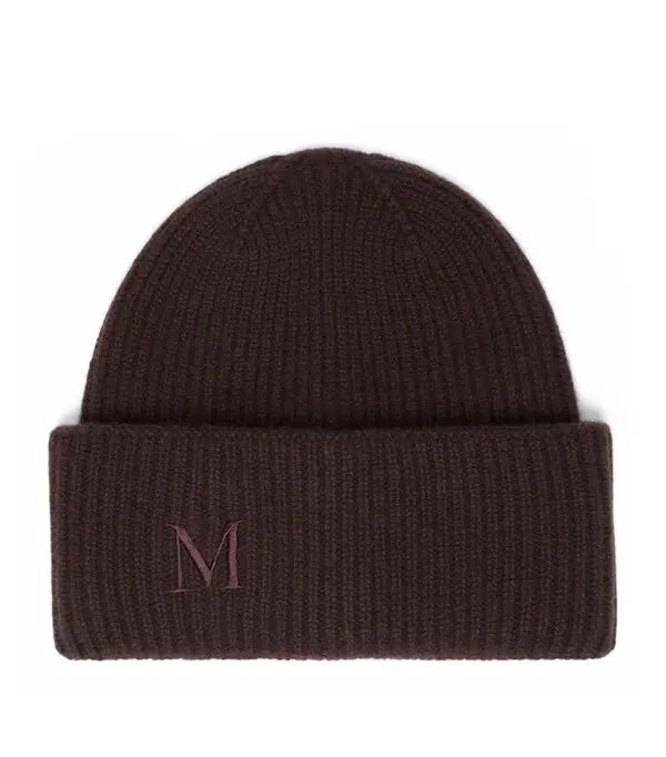 Max Mara Cashmere Monogram Beanie - Brown