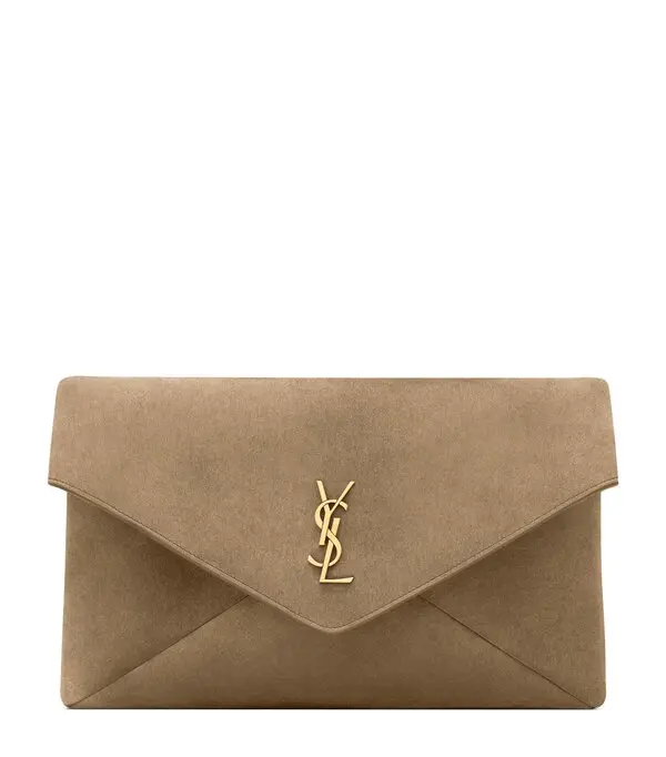Saint Laurent Large Envelope Cassandre Pouch - Grey