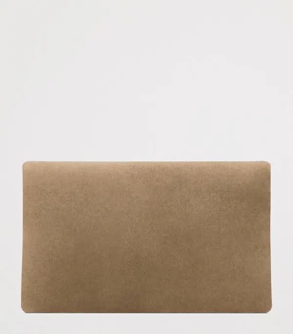 Saint Laurent Large Suede Cassandre Envelope Pouch - Grey