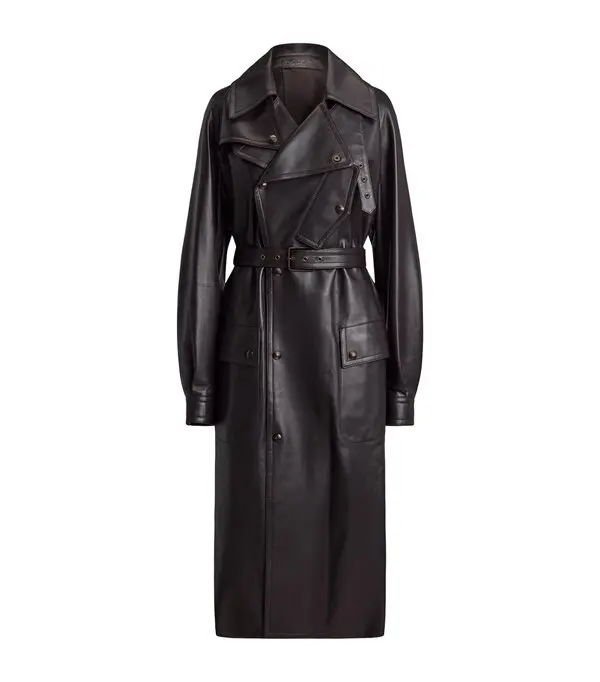 Ralph Lauren Lambskin Bailey Trench Coat - Brown