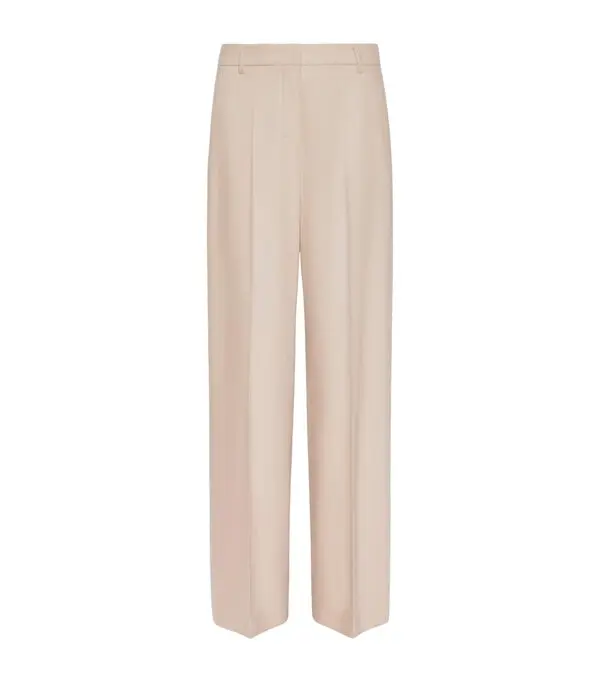 Max Mara Virgin Wool-blend Straight Trousers - Nude