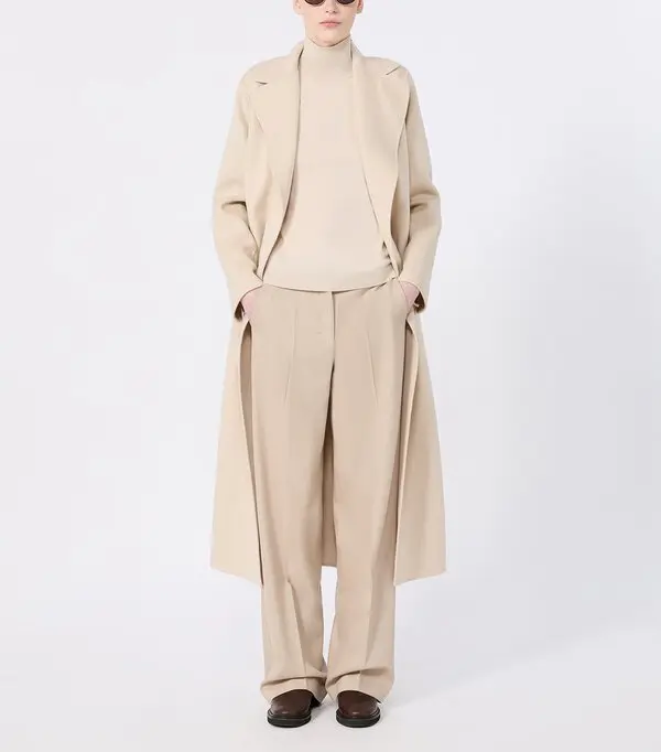 Max Mara Virgin Wool-blend Straight Trousers - Nude