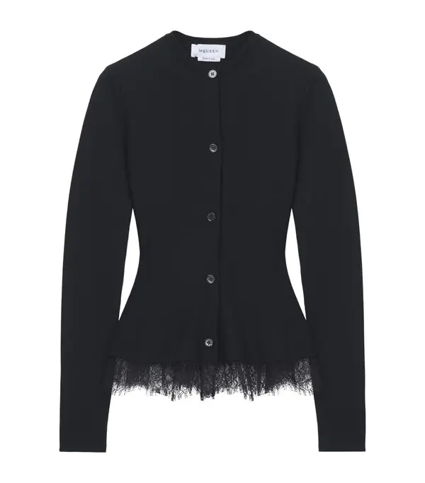 Alexander McQueen Lace-trim Cardigan - Black