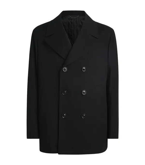 Canali Wool-cashmere Pea Coat - Black