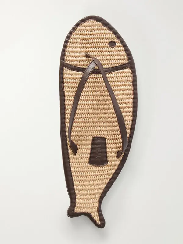 Staud Fish Leather And Raffia Sandals