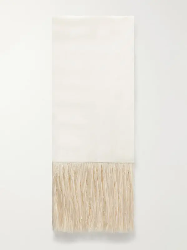 Le Sundial The Opera Fringed Silk Scarf - Neutrals