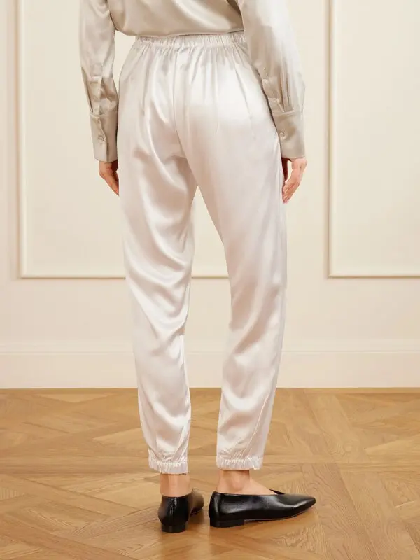 THE PARK Rebecca Silk-satin Straight-leg Pants