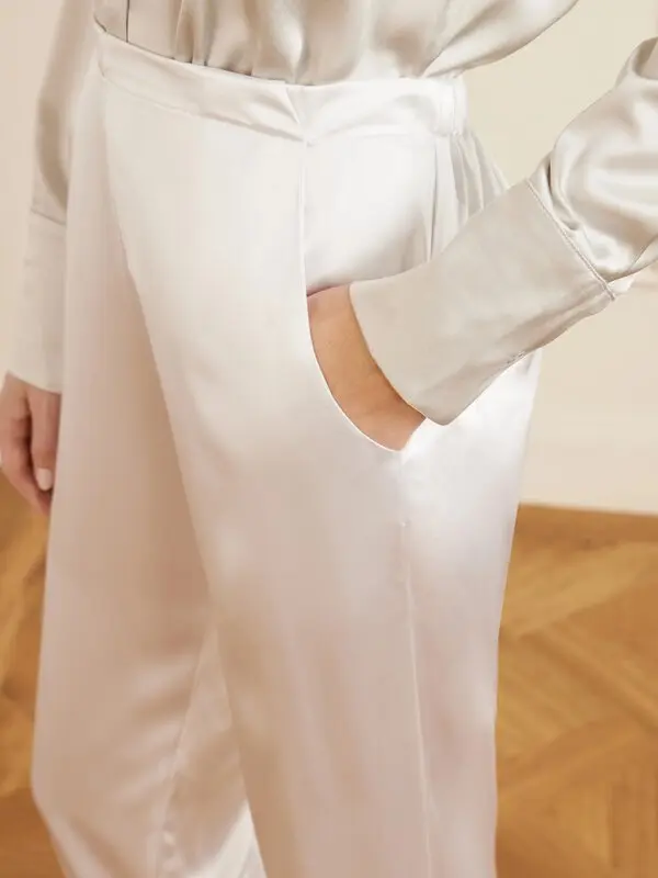 THE PARK Rebecca Silk-satin Straight-leg Pants