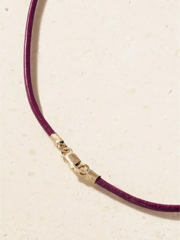 Marisa Klass 18-karat Gold, Quartz, Diamond And Leather Necklace