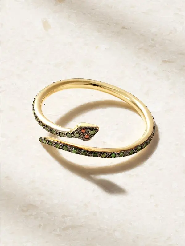 Ileana Makri Small Python 18-karat Gold Diamond Ring