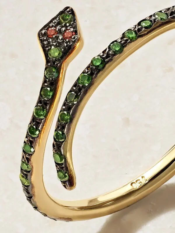 Ileana Makri Small Python 18-karat Gold Diamond Ring