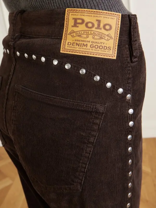 Polo Ralph Lauren Studded Stretch-cotton Corduroy Flared Pants