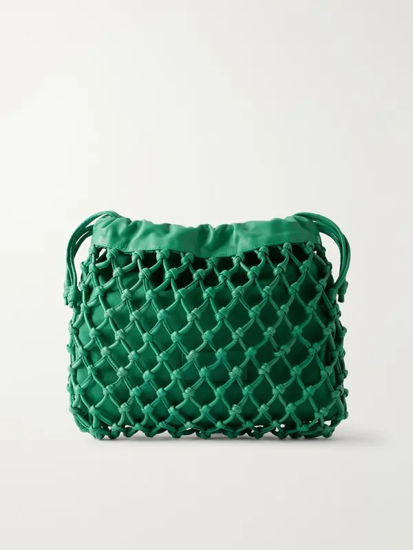 THE FRANKIE SHOP Morgan Woven Leather Clutch - Green