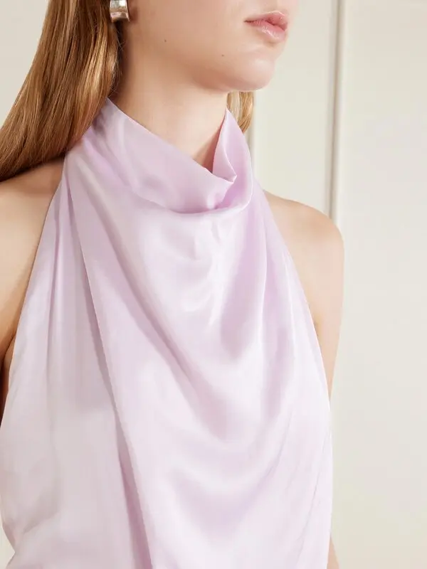 Brandon Maxwell The Marin Satin Halterneck Midi Dress - Pink