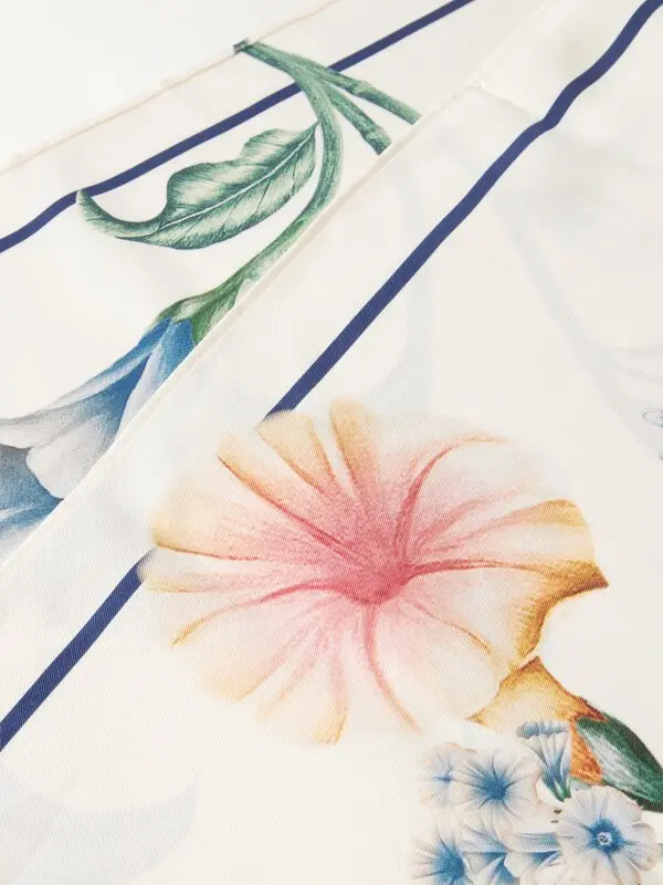 Agua Bendita Ceiba Brisa Floral-print Silk-twill Scarf - Neutrals