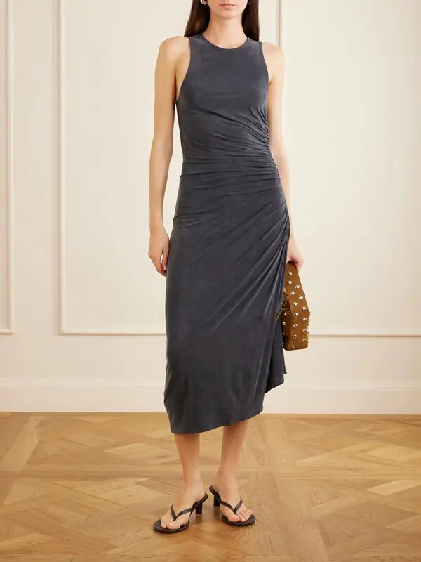 AGOLDE Ruched Stretch-jersey Midi Dress