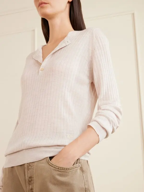 WALES BONNER Nile Henley Wool Sweatshirt