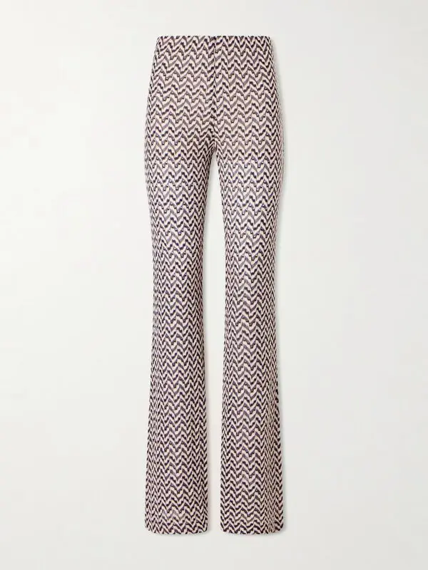 Missoni Embellished Crochet-knit Flared Pants - Blue