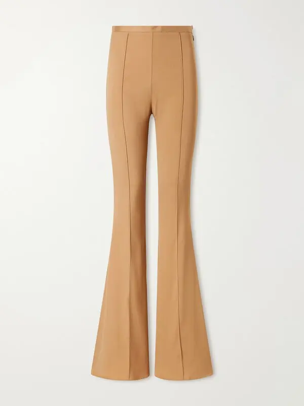 TALLER MARMO Mae Crepe-cady High-waisted Flared Pants - Brown