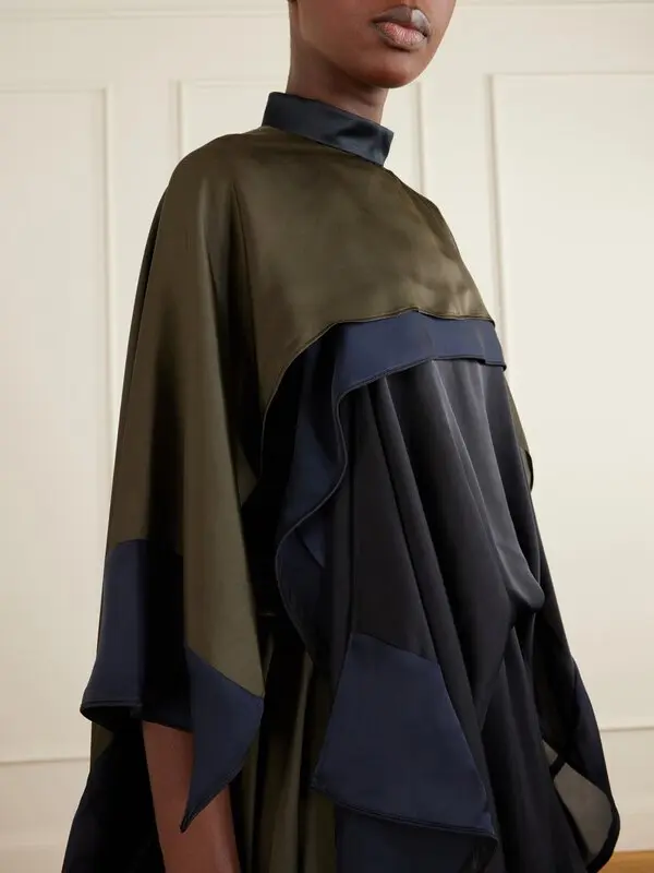 Sacai Satin And Chiffon Midi Dress