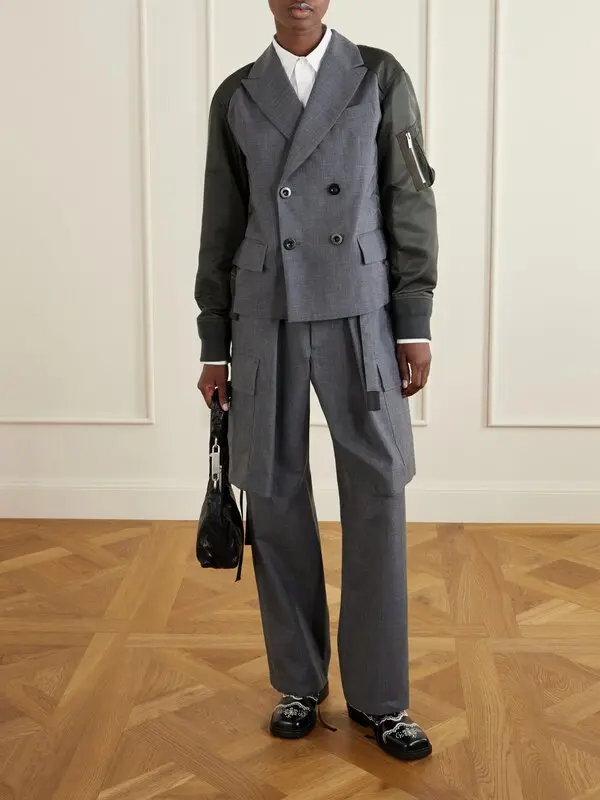 Sacai Belted Wide-leg Pleated Cargo Pants