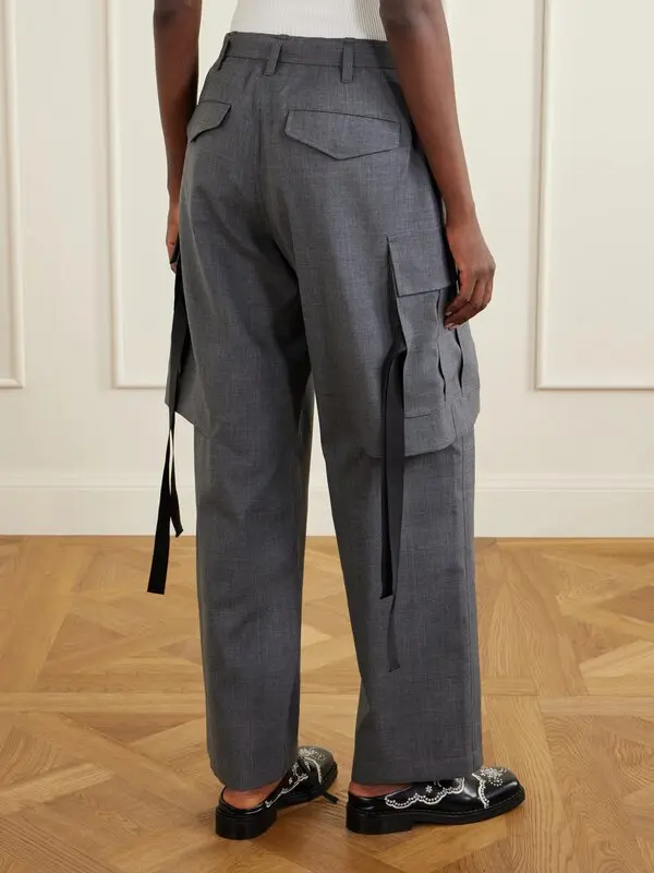 Sacai Belted Wide-leg Pleated Cargo Pants