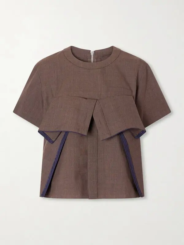 Sacai Ruffled Wool Blouse - Brown