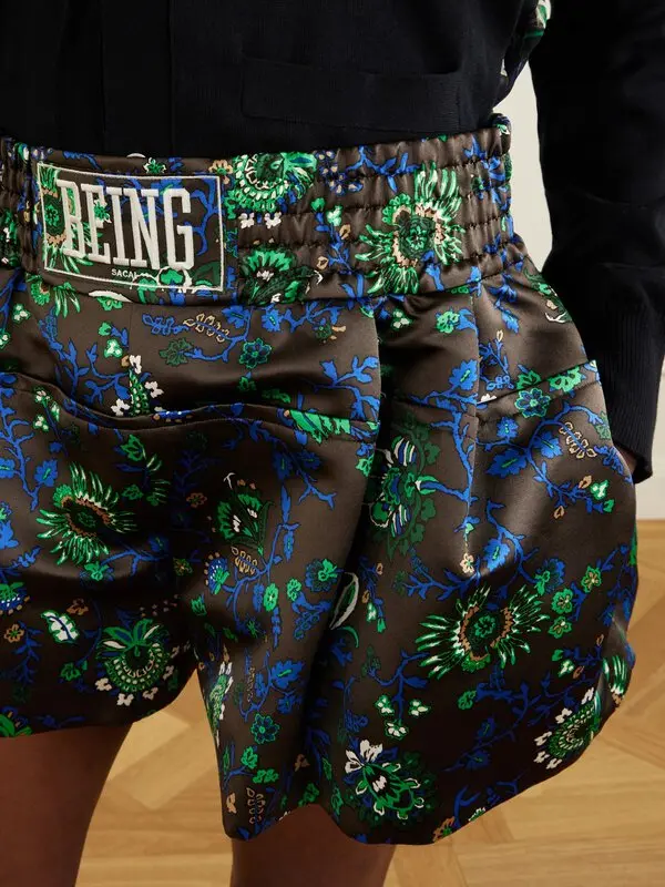 Sacai Floral-print Satin Shorts