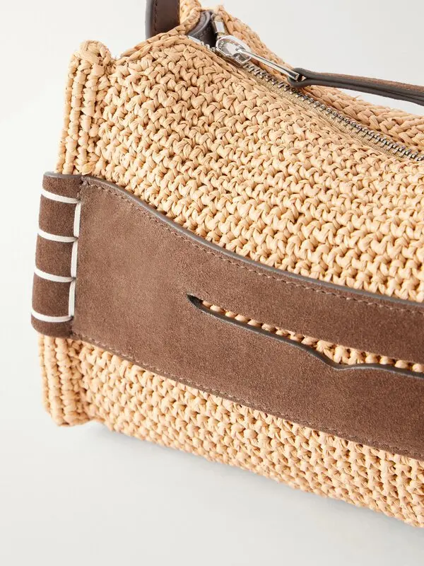 JW Anderson Crocheted Raffia Loafer Shoulder Bag - Neutrals