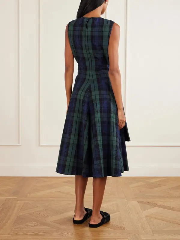 JW Anderson Checked Cotton-cloqué Mini Dress - Green