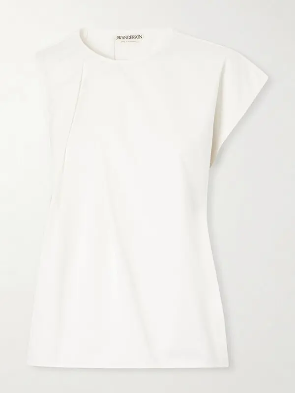 JW Anderson Tie-detailed Cotton Top - Neutrals