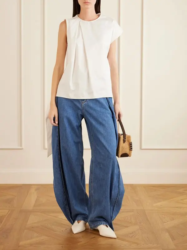 JW Anderson Tie-detailed Cotton Top - Neutrals