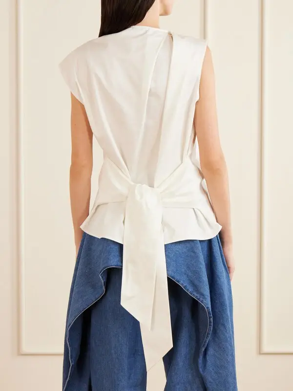 JW Anderson Tie-detailed Cotton Top - Neutrals