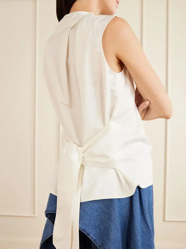 JW Anderson Tie-detailed Cotton Top - Neutrals