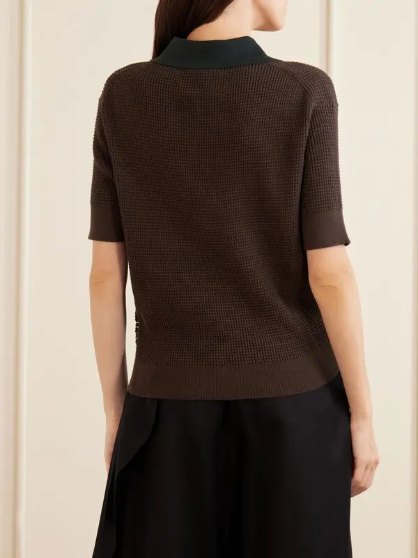 JW Anderson Cotton-blend Polo Shirt With Contrast Collar - Brown