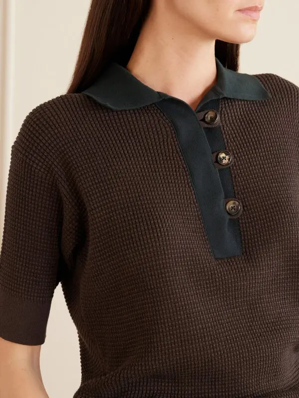 JW Anderson Cotton-blend Polo Shirt With Contrast Collar - Brown