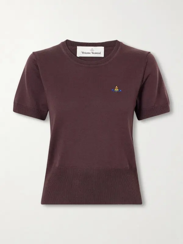 VIVIENNE WESTWOOD Bea Logo-embroidered Wool T-shirt - Brown