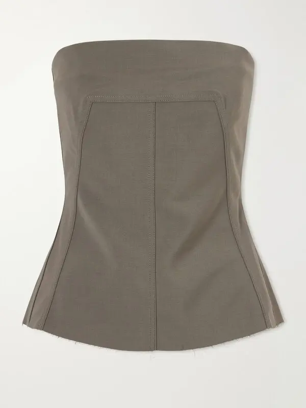 Rick Owens Strapless Wool-blend Bustier Top - Gray