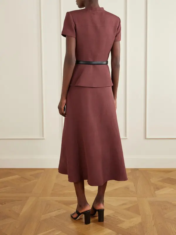 SELF-PORTRAIT Belted Peplum Midi Dress
