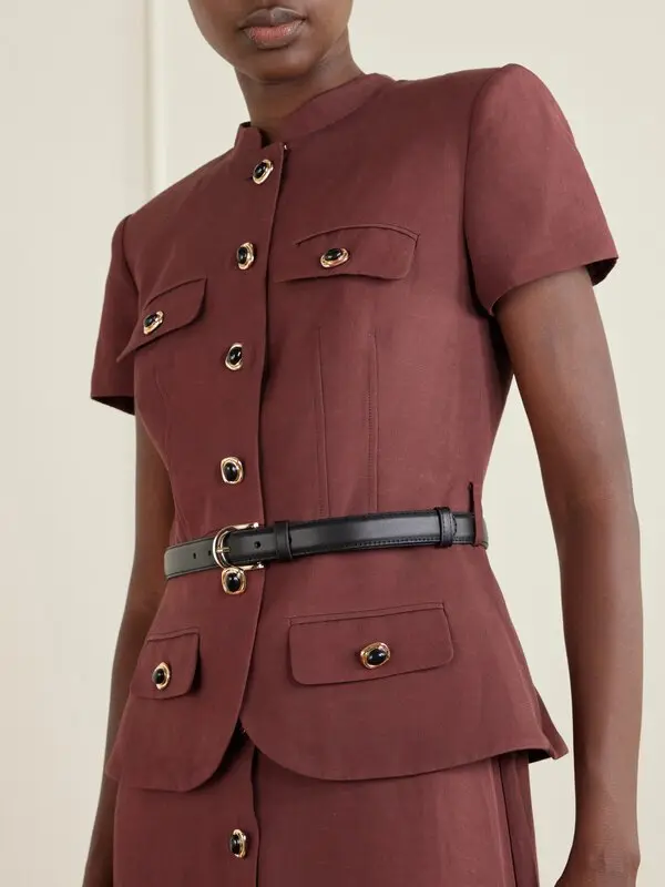 SELF-PORTRAIT Belted Peplum Midi Dress